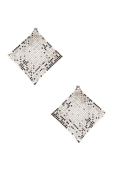 RABANNE Pixel Earrings in Silver | FWRD