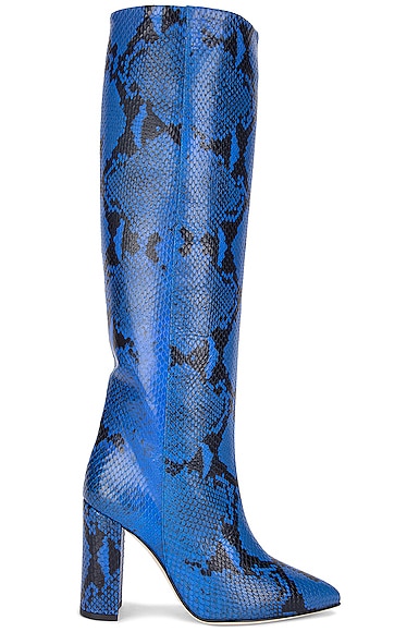 Paris Texas Python Print Heel Boot in Bluette | FWRD