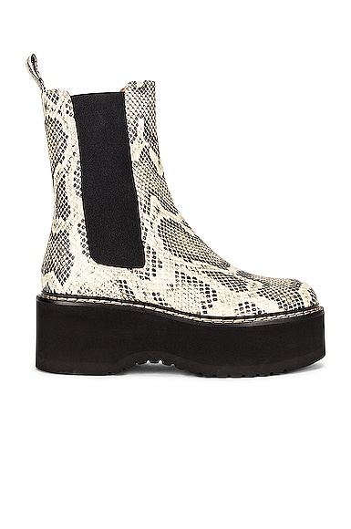 Paris Texas Python Print Beatles Platform Bootie in Naturale | FWRD