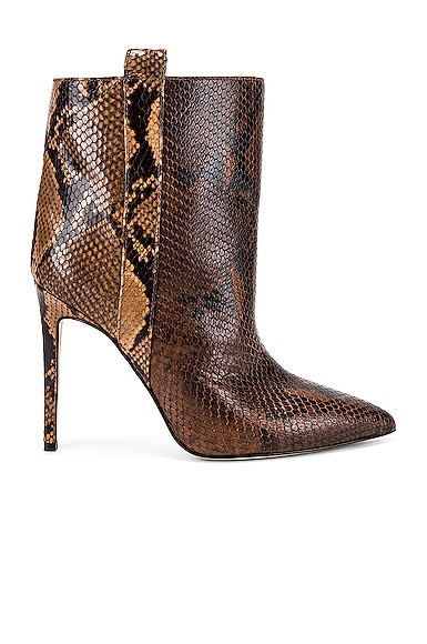Paris Texas Snake Print Ankle Boot in Brown & Camel | FWRD