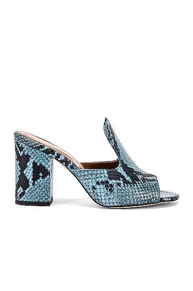 Paris Texas Snake Mule 80 Heel in Jeans | FWRD