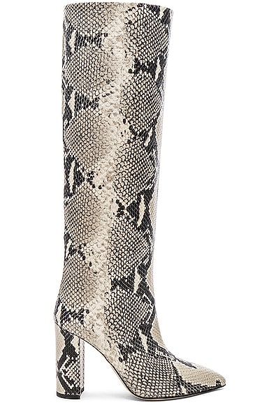 Paris Texas Knee High Python Print Boot in Natural | FWRD