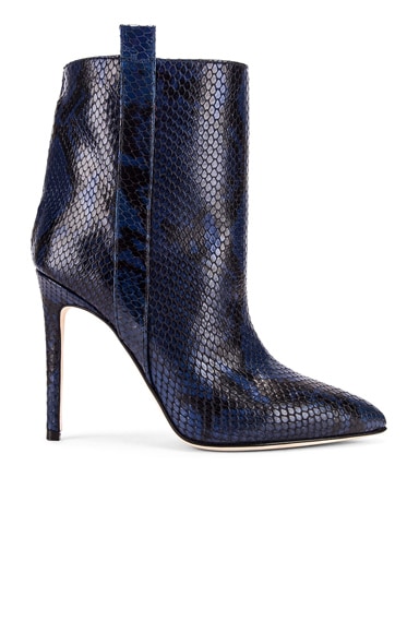 Paris Texas Snake Print Ankle Boot in Navy | FWRD