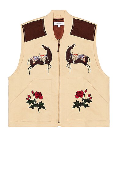 Found Regal Embroidered Horse Vest in Khaki | FWRD
