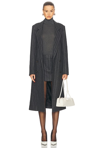 GAUGE81 Nairobi Trench Coat in Navy Pinstripe | FWRD