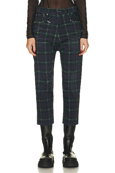 R13 Tailored Drop Pant in Printed Tartan | FWRD