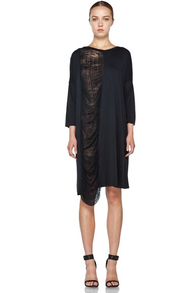 Raquel Allegra Side Shred Dress in Midnight | FWRD