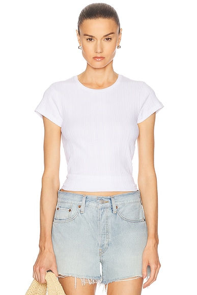 Alexander Wang Foundation Mock Neck Logo Tee in Soft White Alexander Wang Foundation Mock Neck Logo Tee in Soft White