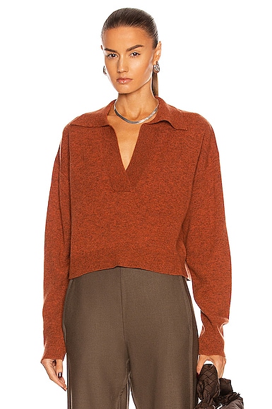 REMAIN Patty Polo Knit Sweater in Rust | FWRD