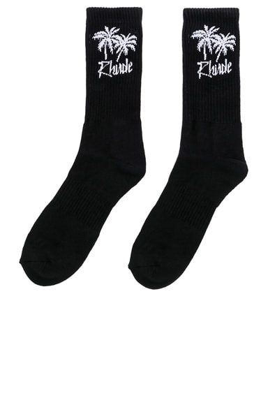Rhude Palm Tree Socks in Black | FWRD