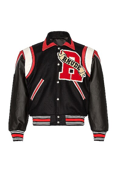 Rhude Varsity Jacket in Black & Red | FWRD
