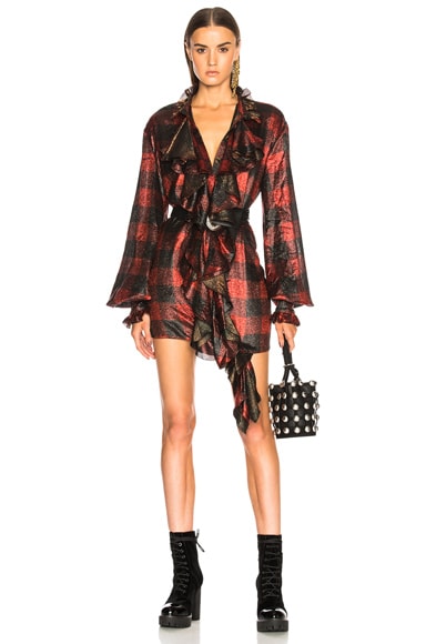 Redemption Victorian Dress in Red Check | FWRD