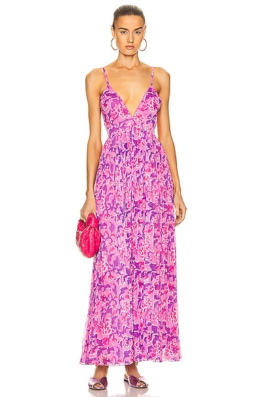 ROCOCO SAND Eira Maxi Dress in Peach & Lilac | FWRD