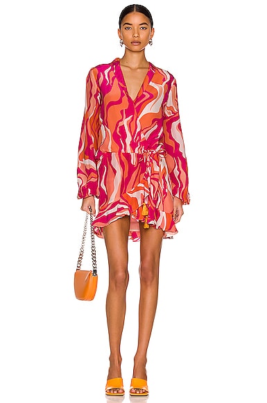 ROCOCO SAND Emily Wrap Mini Dress in Pink | FWRD