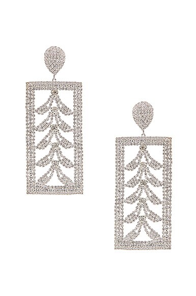 Raisa Vanessa Bone Crystal Earrings in Silver | FWRD