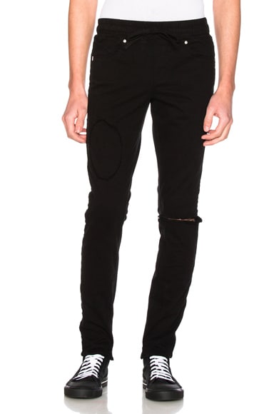 RTA Elastic Waist Jeans in Black Patch | FWRD
