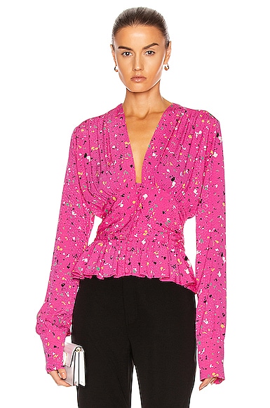 ROTATE Tracy Top in Paint Splash Print | FWRD