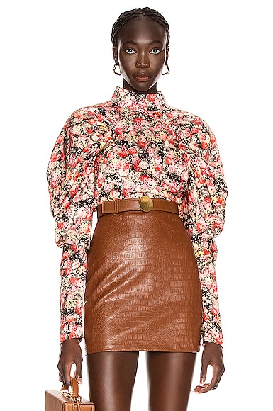 ROTATE Kim Floral Top in Whitecap Gray | FWRD