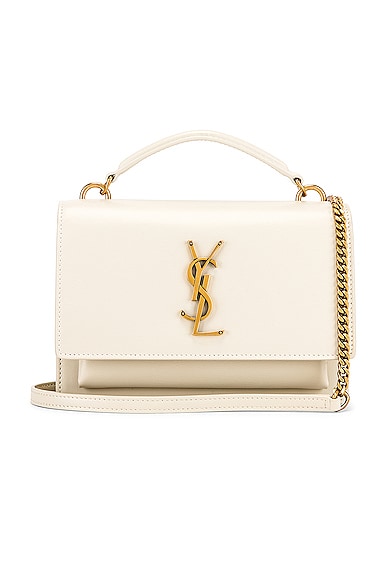 Saint Laurent Sunset Monogramme Crossbody Bag in Crema Soft | FWRD