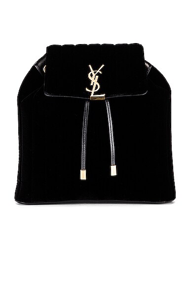 Saint Laurent Velvet Monogramme Vicky Backpack in Black | FWRD