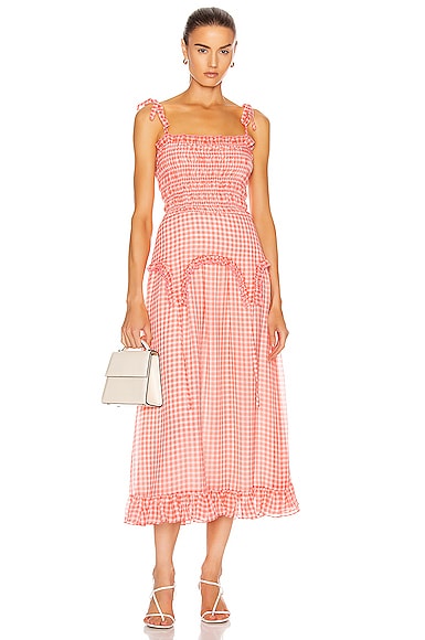 Sandy Liang Rainer Dress in Orange Gingham | FWRD