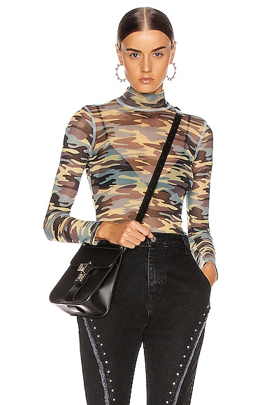 Sandy Liang Promise Top in Camo | FWRD