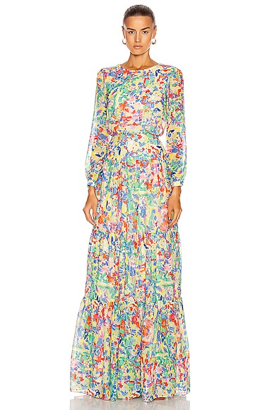 SALONI Isabel Long Dress in Summer Confetti | FWRD