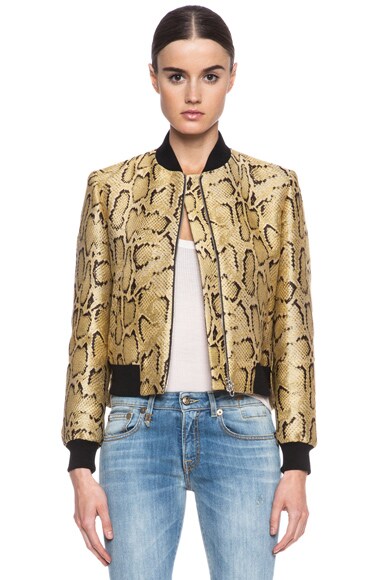 Stella McCartney Python Print Poly-Blend Bomber in Chamomile | FWRD