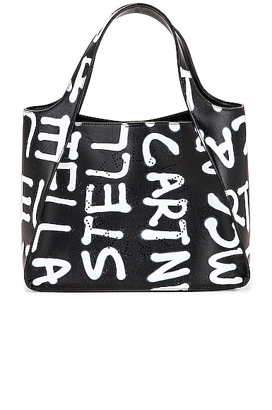 Stella McCartney Logo Graffiti Tote Bag in Black | FWRD