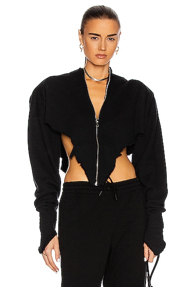 SAMI MIRO VINTAGE V Cut Zip Up Hoodie in Black | FWRD