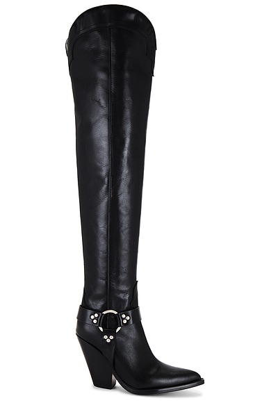 Oscar Tiye Lama Suede Thigh High Boots in Black | FWRD