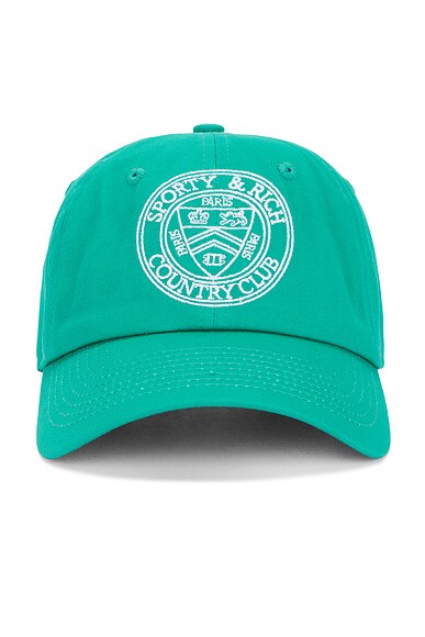 Sporty & Rich Connecticut Crest Embroidered Hat in Caribbean & White | FWRD