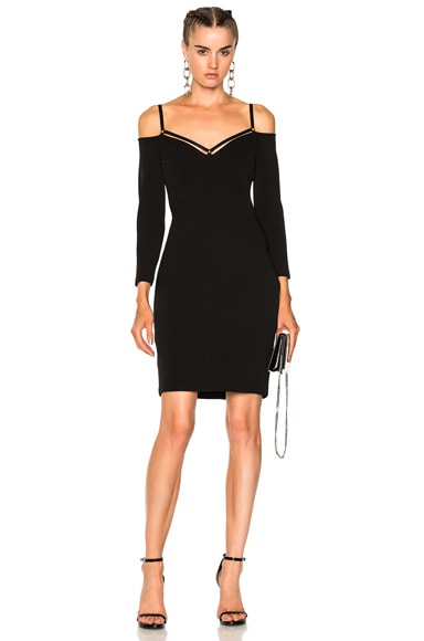 Alexander Wang Stretch Faille Strappy Cold Shoulder Long Sleeve Dress ...