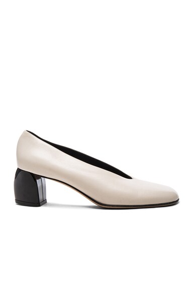 Tibi Leather Gene Heels in Ivory & Black | FWRD