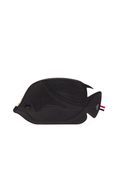 Thom Browne Pebble Grain Trigger Reef Fish Folio Case in Black | FWRD