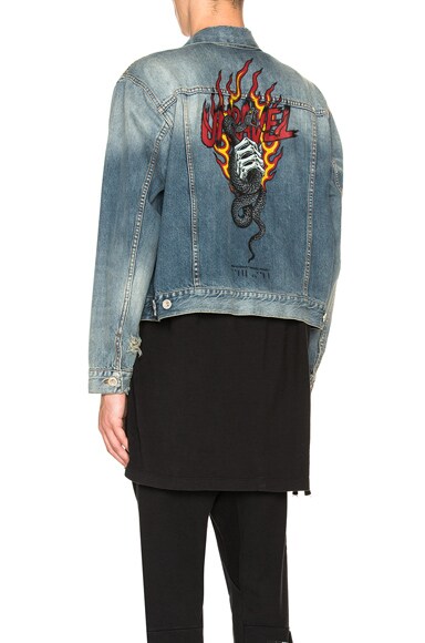 Unravel Snake Rigid Denim Jacket in Indigo Stone | FWRD