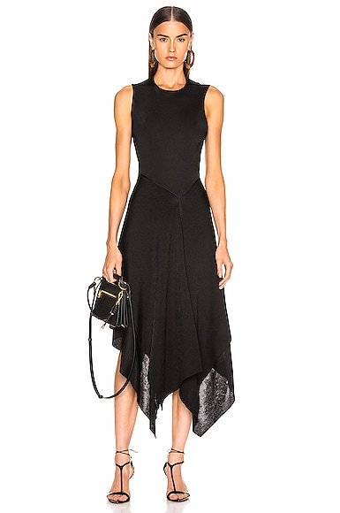 Victoria Beckham Cross Back Asymmetric Midi Dress in Black | FWRD