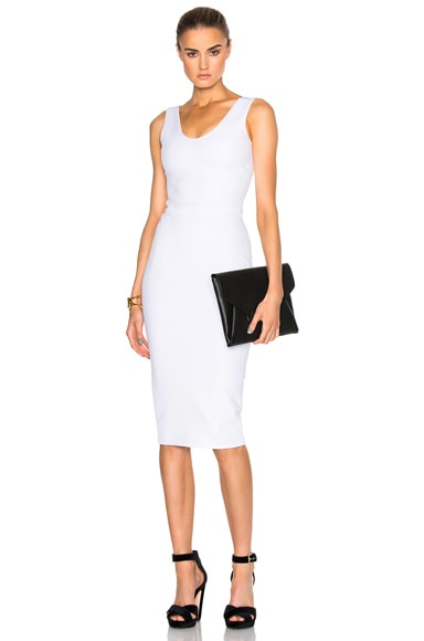 Victoria Beckham Dense Rib Tank Fitted Dress in White | FWRD