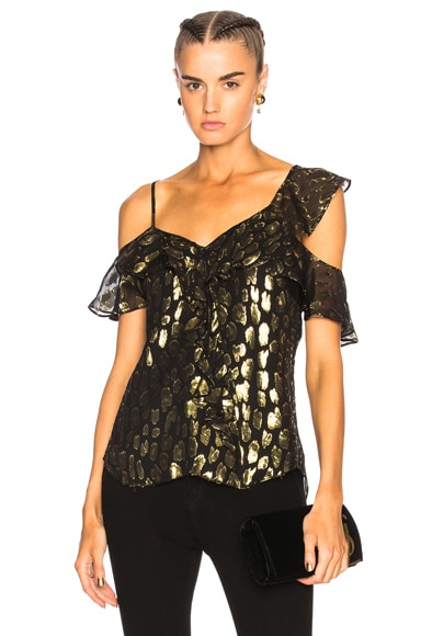 Veronica Beard Benton Top in Black & Gold | FWRD