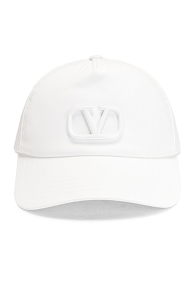Valentino Garavani V Logo Signature Baseball Hat in Bianco | FWRD