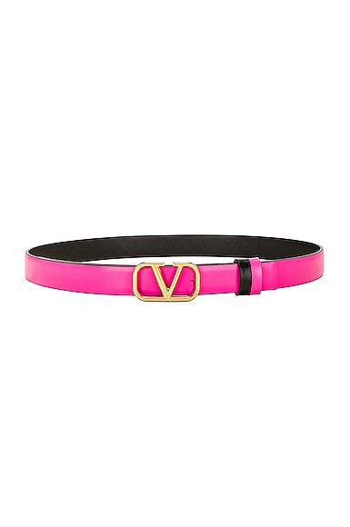 Valentino Garavani V Logo Signature 20 Reversible Belt in Pink & Nero ...