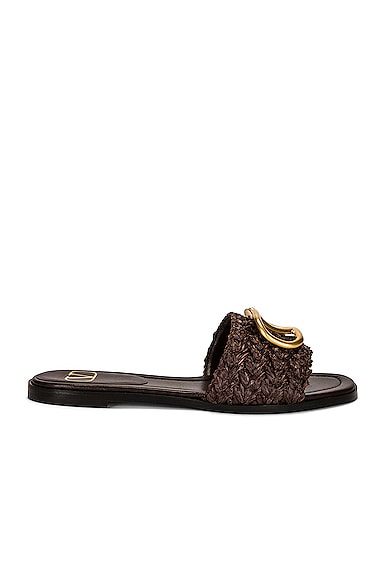 Valentino Garavani Vlogo Signature Flat Slides in Fondant | FWRD