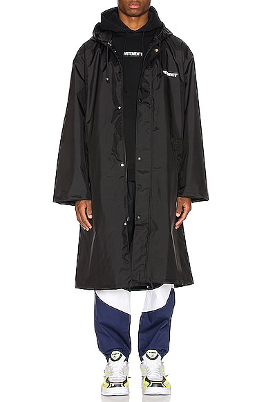 VETEMENTS Copyright Raincoat in Black & White | FWRD