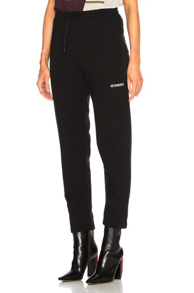 VETEMENTS Small Logo Sweatpants in Black | FWRD