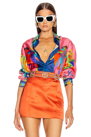 VERSACE Long Sleeve Print Shirt in Multi | FWRD