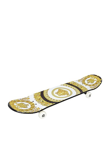 VERSACE Play On Skateboard in Black & Gold | FWRD