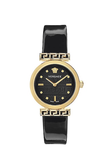 VERSACE Meander 34mm Watch in Yellow Gold & Black | FWRD