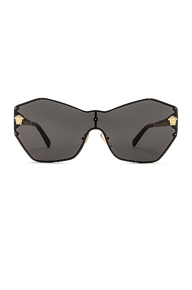 VERSACE Rock Icons Metal Sunglasses in Gold & Dark Grey | FWRD
