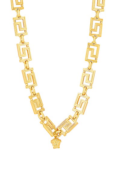 VERSACE Logo Necklace in Oro | FWRD