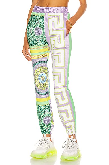 VERSACE Barocco Jogger in Lilac & Green Water | FWRD